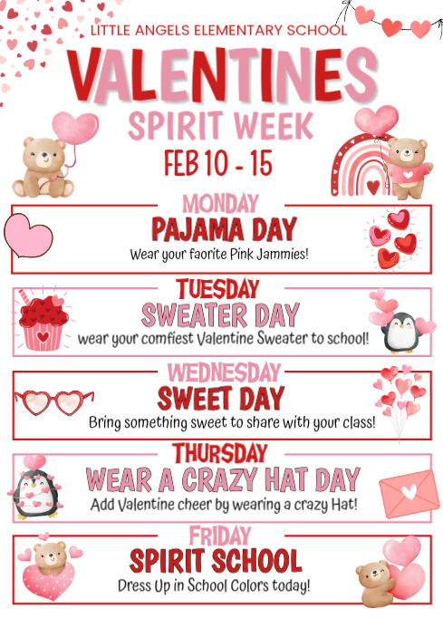 White List-based Valentine's Day Spirit Week A4 Template | PosterMyWall
