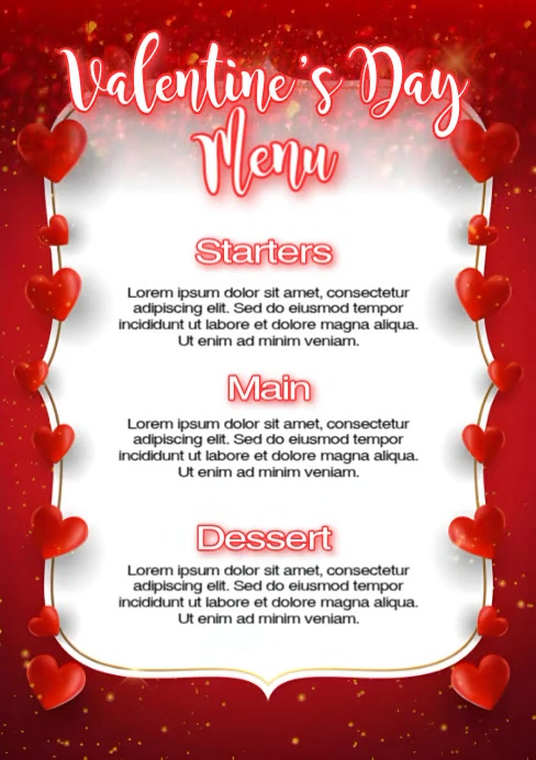White List-based Valentine Menu Flyer A5 Template | PosterMyWall