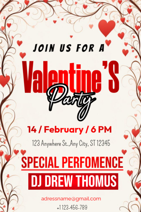 White List-based Valentine Party Poster Template | PosterMyWall