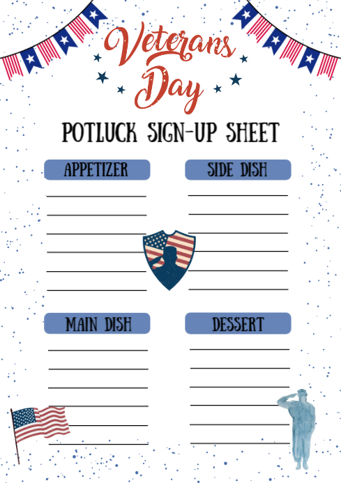White List-based Veterans Day Sign Up Sheet A4 templaat | PosterMyWall