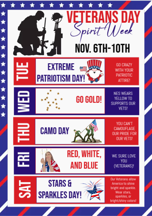 White List-based Veterans Day Spirit Week A4 Template | PosterMyWall