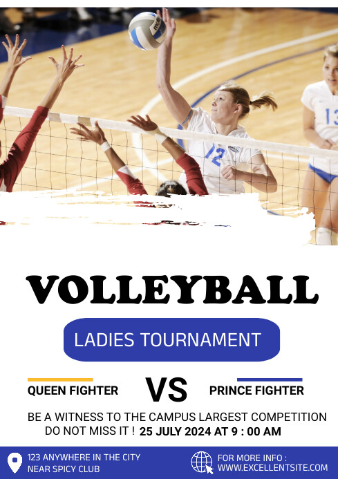 White List-based Volleyball Tournament A4 Template | PosterMyWall