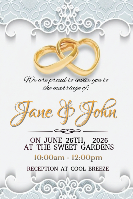 White List-based Wedding Invitation Poster Template | PosterMyWall