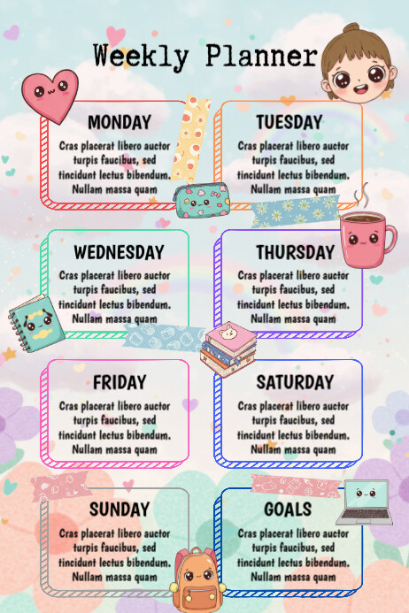 White List-based Weekly Planner Poster Template | PosterMyWall