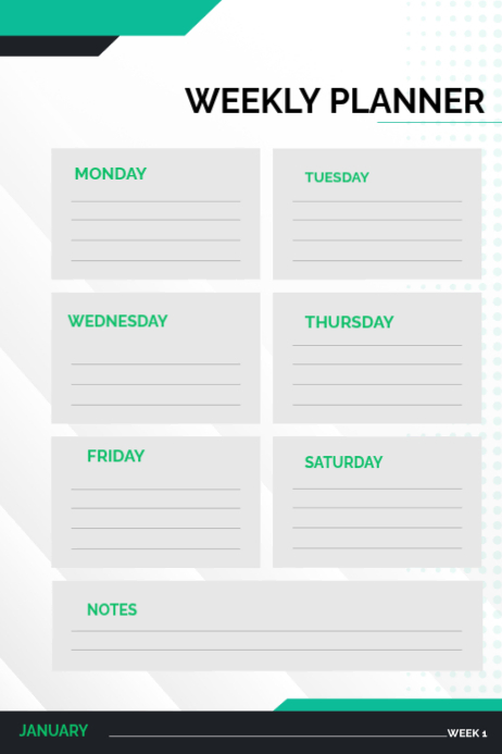 White List-based Weekly Planner Poster Template | PosterMyWall