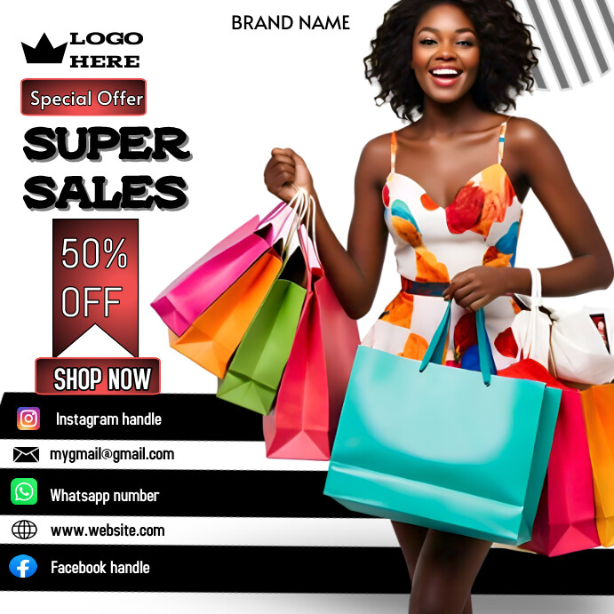 Plantilla de White List-based White Maximalist Sales Promo | PosterMyWall