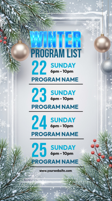 White List-based Winter Program List Instagram Story Template ...