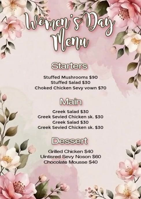 White List-based women's day Menu Flyer A5 Template | PosterMyWall
