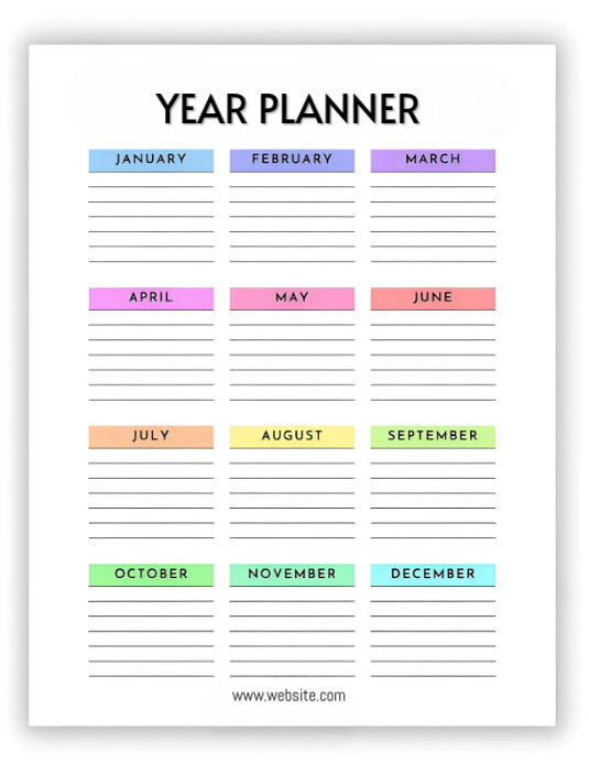 White List-based Yearly Planner Template Flyer (us Letter) | PosterMyWall