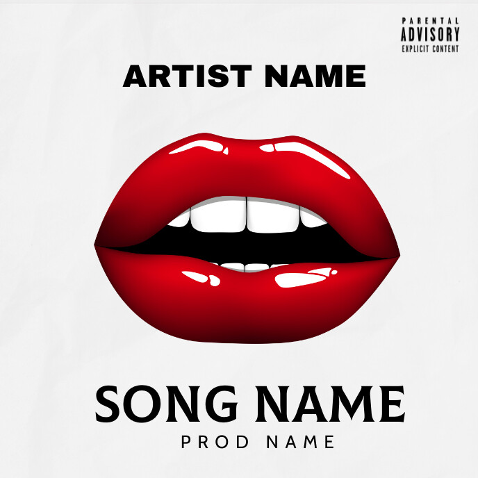 White Love Red Lips Album Cover Album Cover Template | PosterMyWall