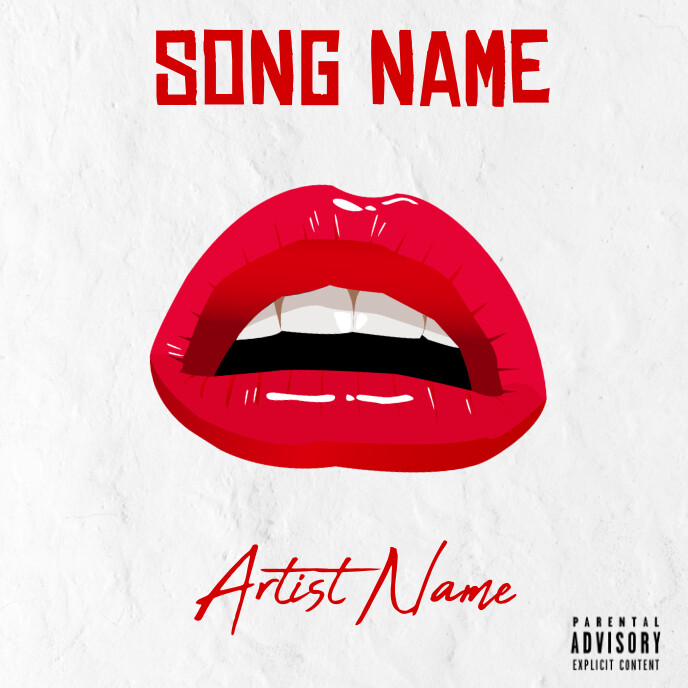 White Love Red Lips Kiss Song Mixtape Cover | PosterMyWall