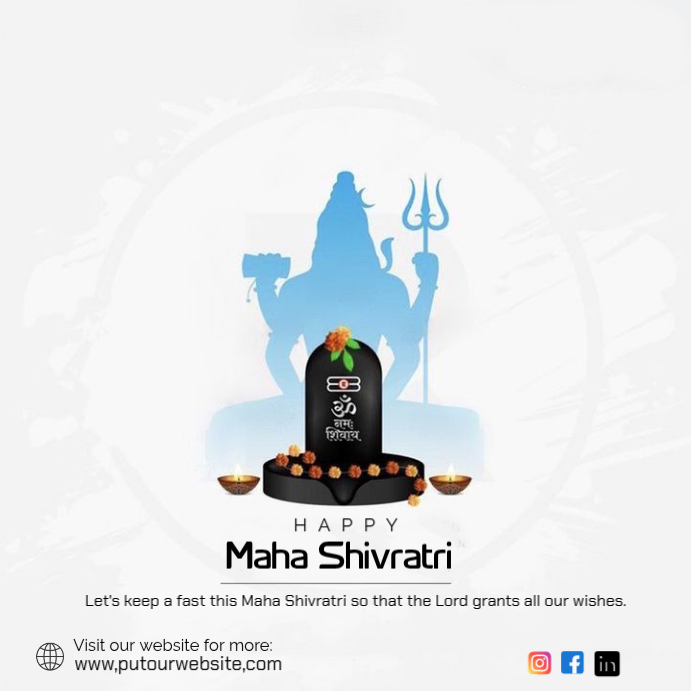 White Maha Shivratri Celebration Instagram Post Template | PosterMyWall