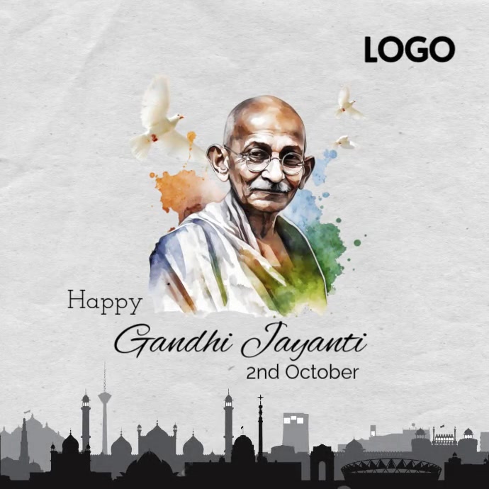 White Mahatma Gandhi Jayanti Instagram Post Template | PosterMyWall