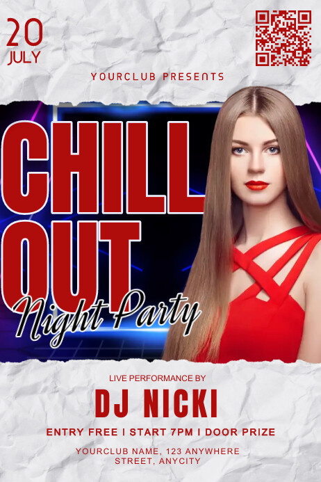 White Maksimalis Chillout Night Party Poster Template | PosterMyWall