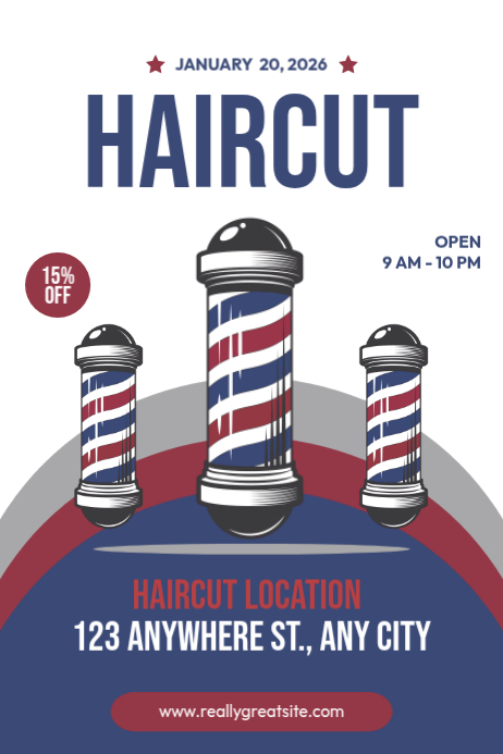 White Maksimalis Classic Blue Red Haircut Grand Opening Instagram Story ...