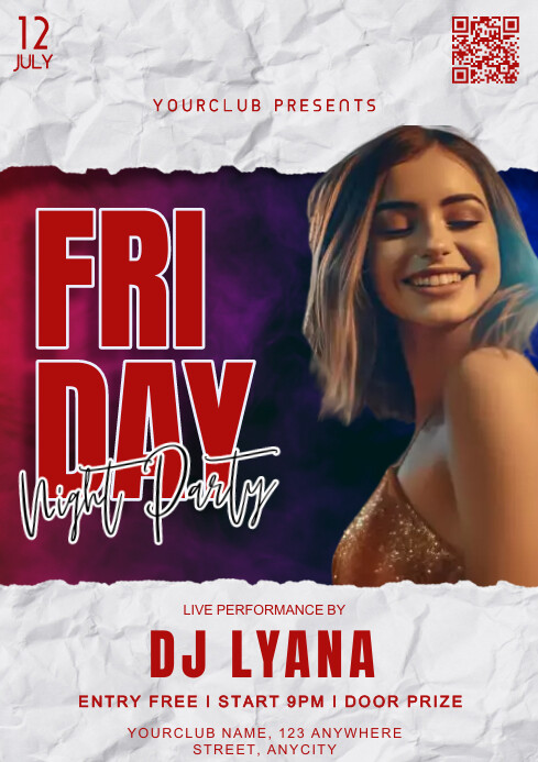 White Maksimalis Friday Night Party A2 Template | PosterMyWall