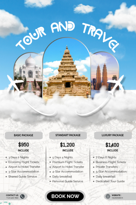 White Maksimalis Tour And Travel Poster Template | PosterMyWall