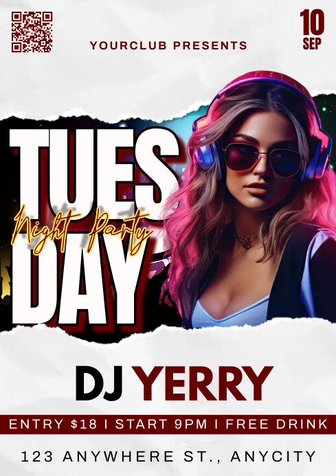 White Maksimalis Tuesday Night Party A2 Template | PosterMyWall