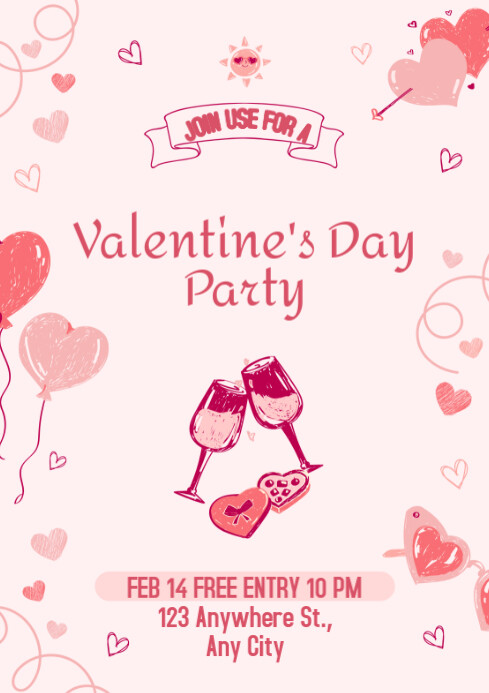 White Maksimalis Valentine Day Party A3 Template | PosterMyWall