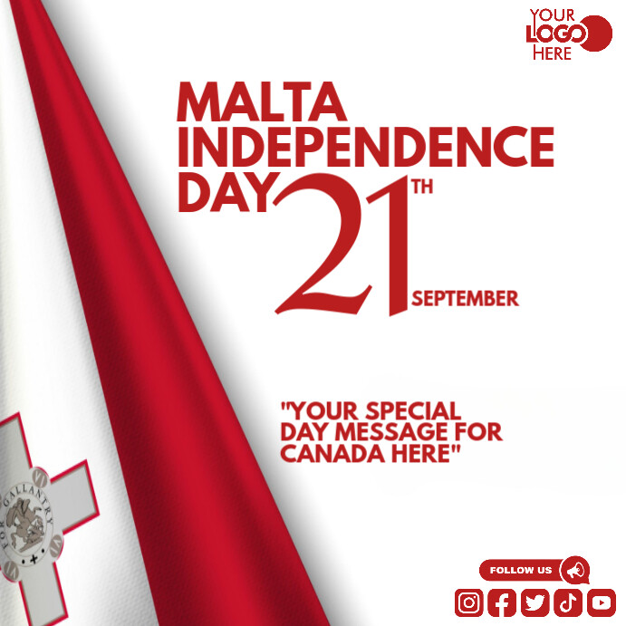 White Malta Independence Day Instagram Post Template | PosterMyWall
