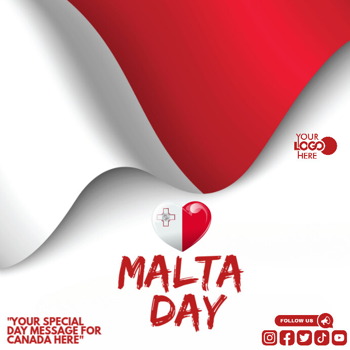 White Malta Independence Day Instagram Post Template | PosterMyWall