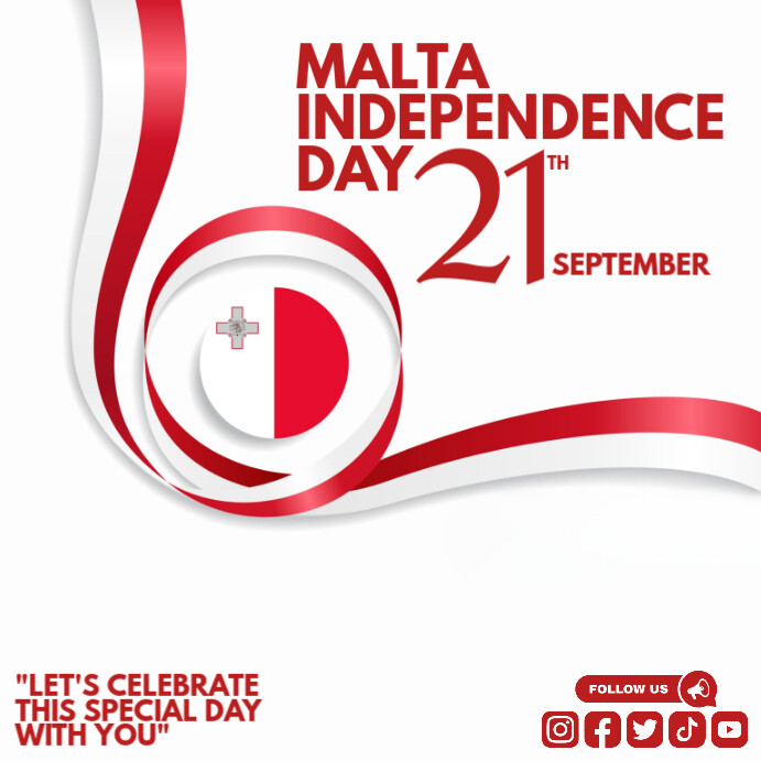 White Malta Independence Day Instagram Post Templat | PosterMyWall