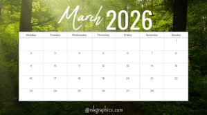 White March 2026 Calendar Presentation Template | PosterMyWall