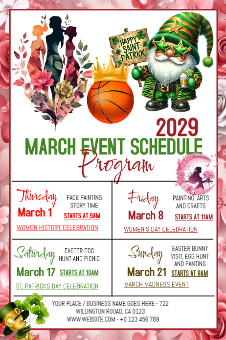 White March Event Schedule list Poster Template | PosterMyWall
