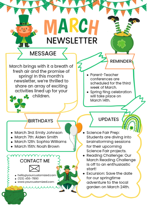 White March Newsletter A4 Template | PosterMyWall