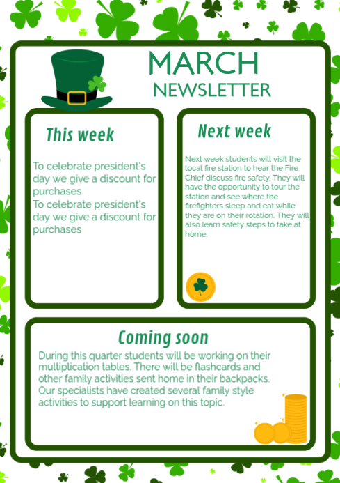 White March School Newsletter A4 Template | PosterMyWall