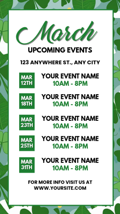 White March Upcoming Events Instagram Story Template | PosterMyWall