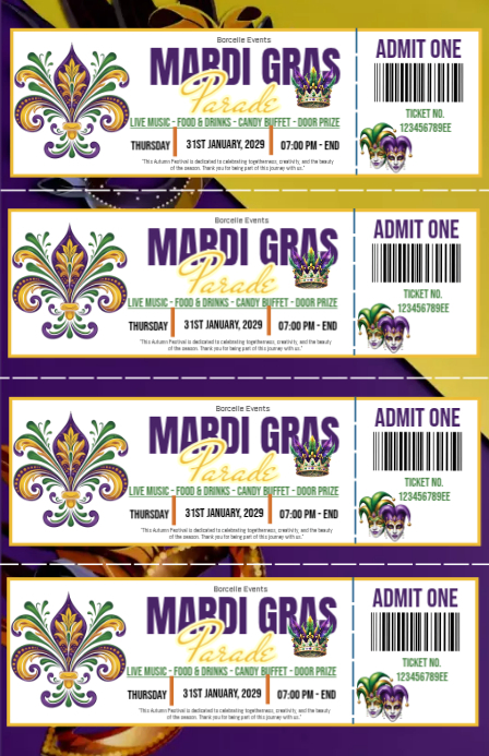 Copy of White Mardi Gras Event Ticket Tabloid | PosterMyWall