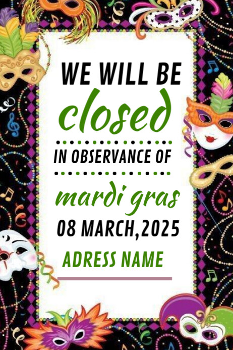 White Mardi Gras Poster Template | PosterMyWall