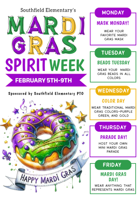 White Mardi Gras School Spirit Week A4 Template | PosterMyWall