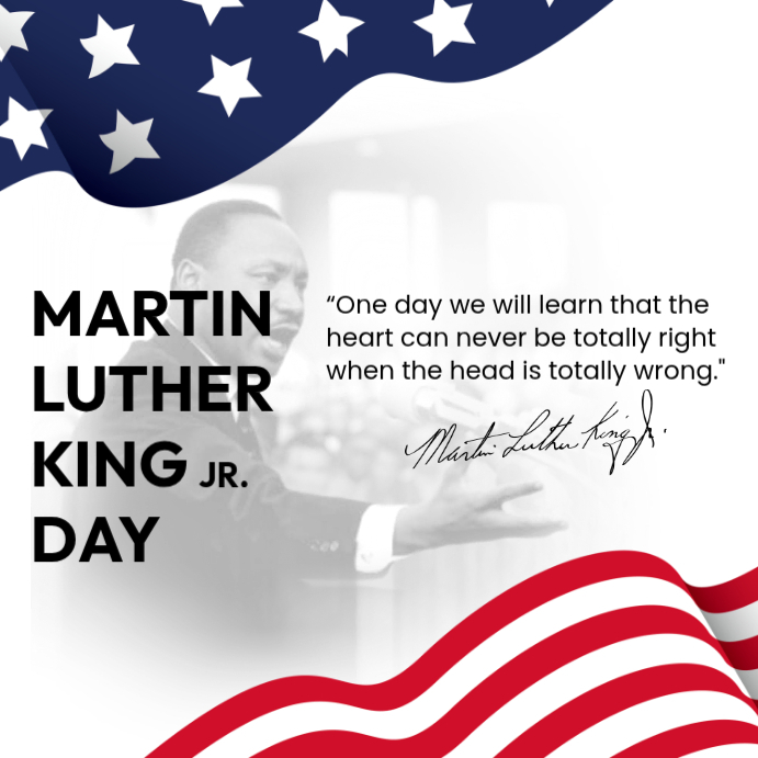 White Martin Luther King Jr Day Social Media Template Instagram Post ...