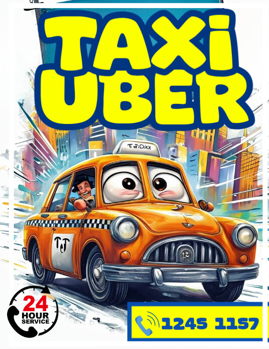 White Massimalista Taxi Uber Service Volantino (us Letter) Template ...