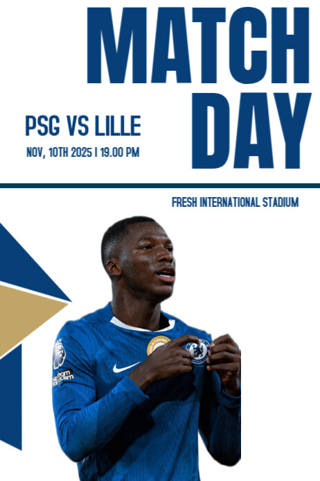White Match Day Soccer Poster Template | PosterMyWall
