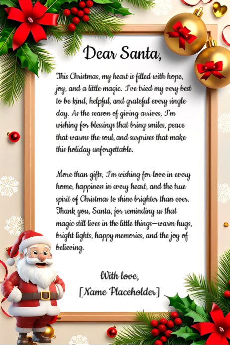 White Maximalist “magical Santa Letter – Editable Christmas Template ...