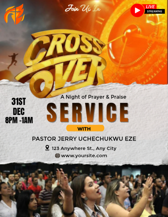 White Maximalist “new Year Crossover Worship Night” Flyer (us Letter ...