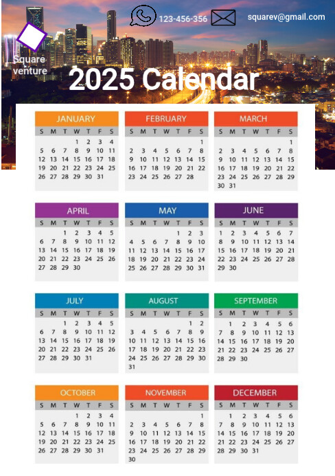 White Maximalist 2025 Calendar A5 Template | PosterMyWall