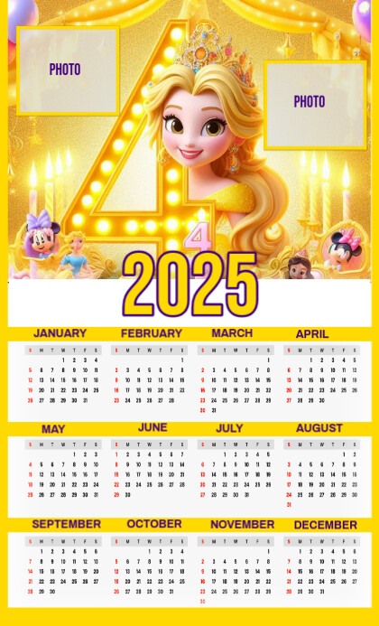 Copy of White Maximalist 2025 Calendar For Birthday Design Us Legal ...