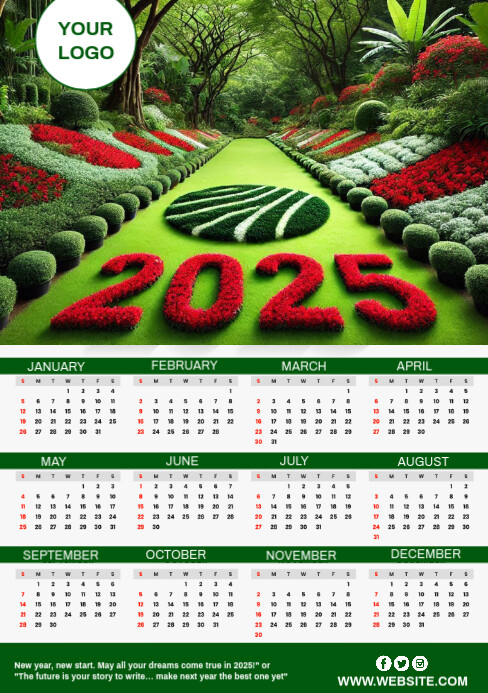 Copy of White Maximalist 2025 Calendar Template Design A5 | PosterMyWall