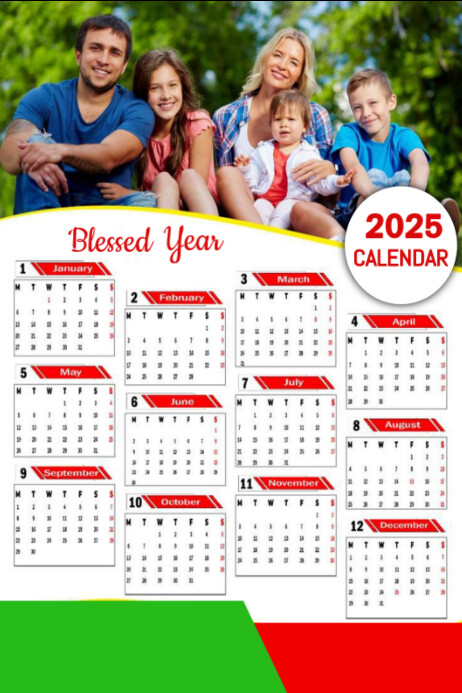 White Maximalist 2025 Family And Friends Calendar Poster Template ...