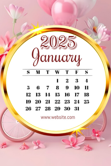 White Maximalist 2025 January Calendar Poster Template | PosterMyWall