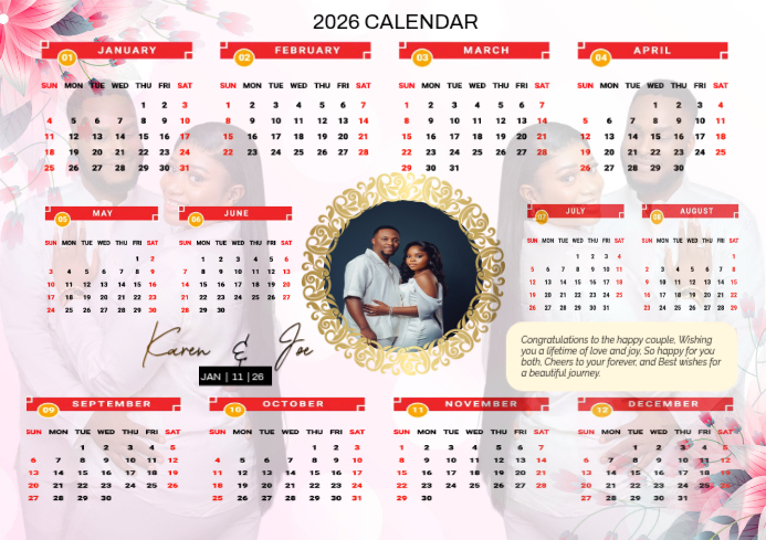 White Maximalist 2026 Calendar A4 Template | PosterMyWall