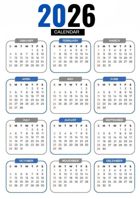 White Maximalist 2026 Calendar A5 Template | PosterMyWall