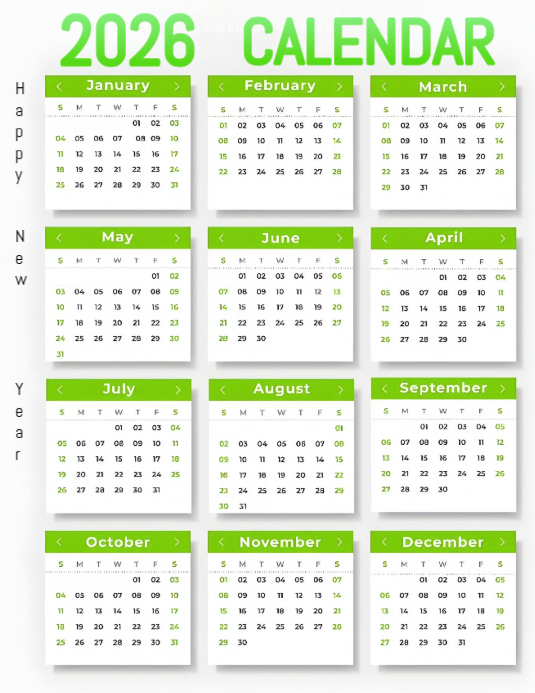 White Maximalist 2026 Calendar Flyer (us Letter) Template | PosterMyWall