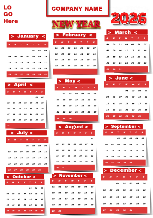 White Maximalist 2026 Calendar Flyer 2026 Calendar Template Printable ...
