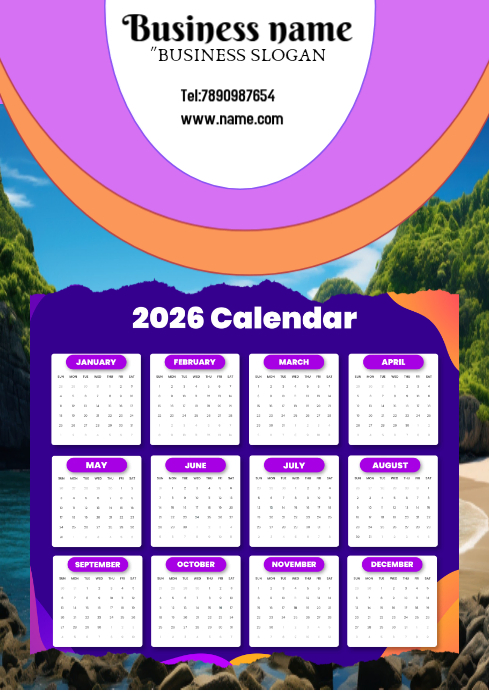 White Maximalist 2026 Printable A4 Calender Template | PosterMyWall
