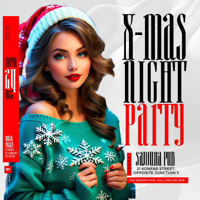 White Maximalist 3D Christmas Club Party Flyer A4 Template | PosterMyWall